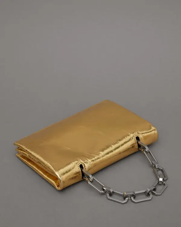 ALLSAINTS Yua Leather Removable Chain Clutch Bag