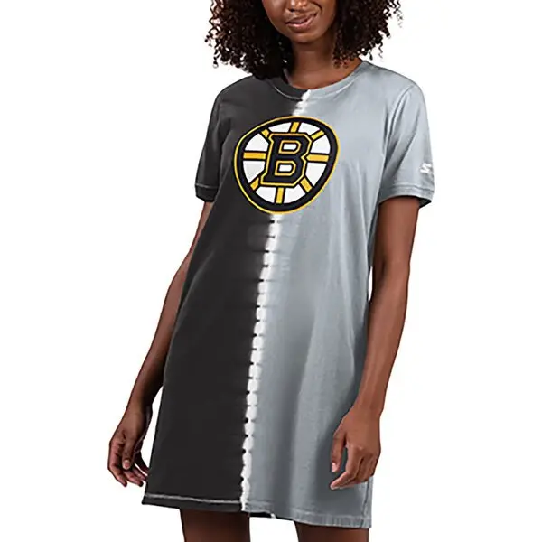 STARTER Boston Bruins Ace Tie-dye Sneaker Dress - Black