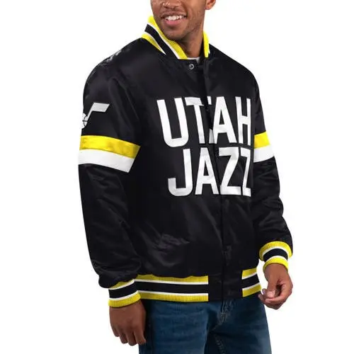 STARTER Utah Jazz Home Game Satin Full-snap Varsity Jacket
