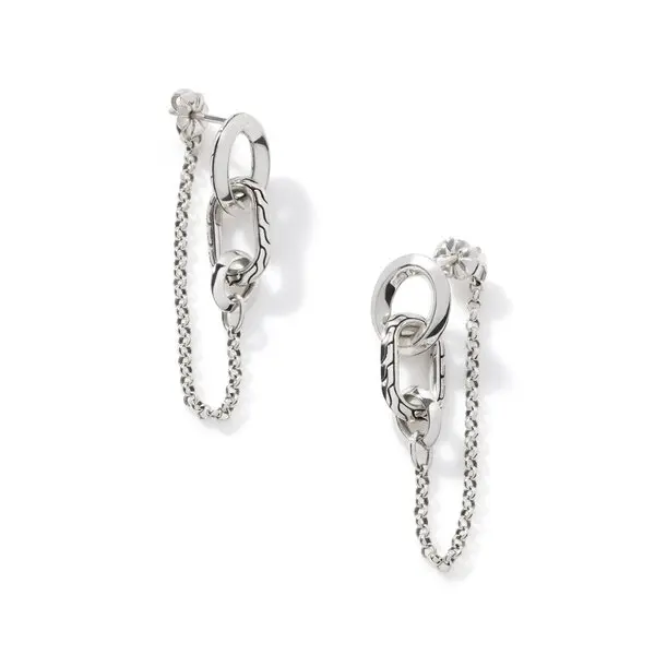 John Hardy Carved Chain Drop Earrings