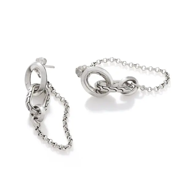 John Hardy Carved Chain Drop Earrings