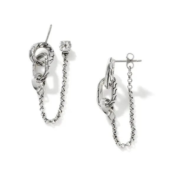 John Hardy Carved Chain Drop Earrings