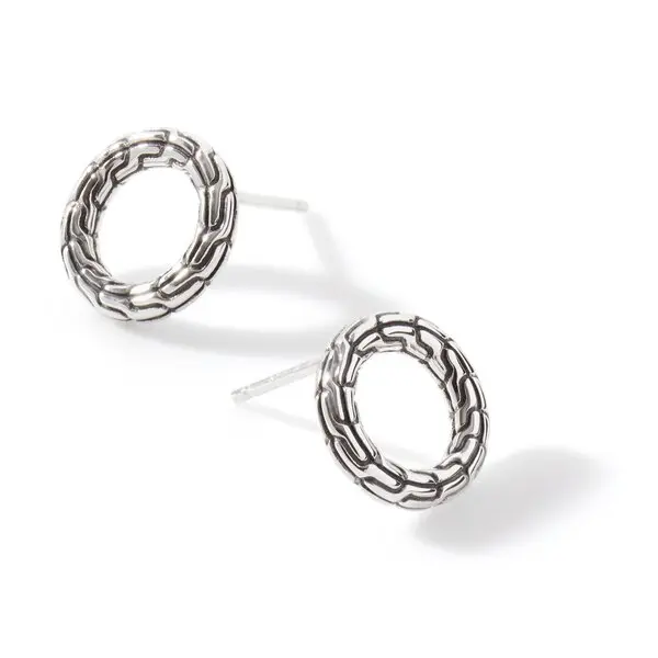 John Hardy Carved Chain Stud Earrings - Sterling Silver