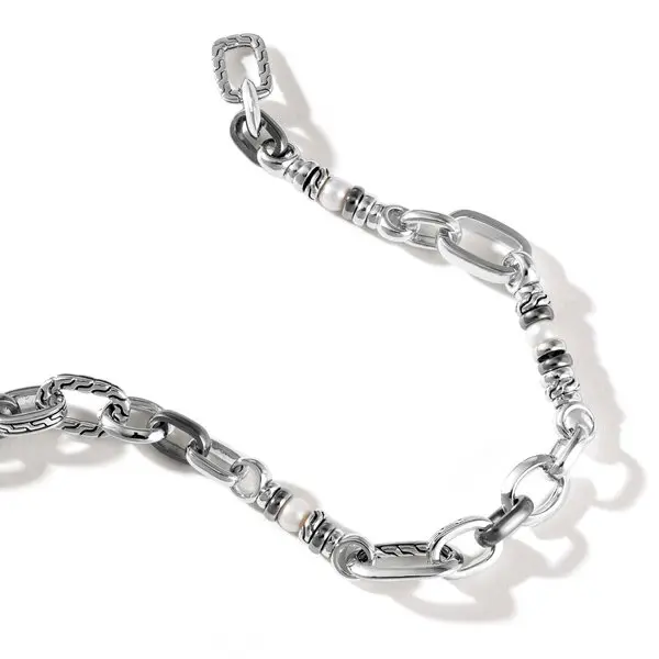 John Hardy Pearl Link Necklace Dark