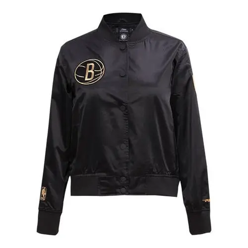 PRO STANDARD Brooklyn Nets Glam Satin Full-snap Varsity Jacket