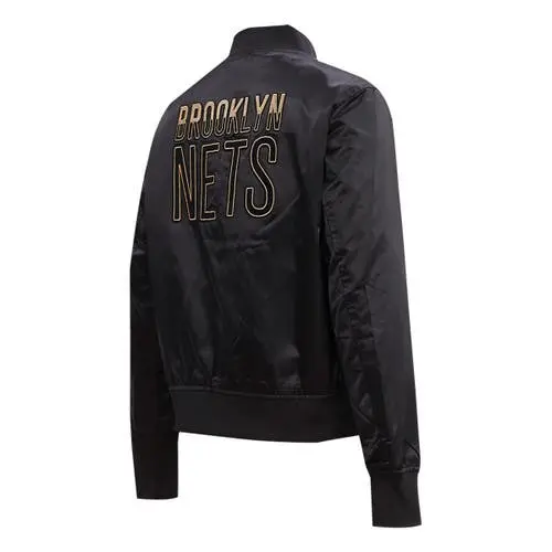 PRO STANDARD Brooklyn Nets Glam Satin Full-snap Varsity Jacket