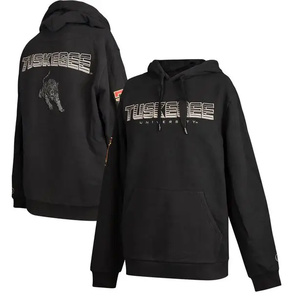 FISLL Tuskegee Golden Tigers Puff Print Sliced Pullover Hoodie - Black