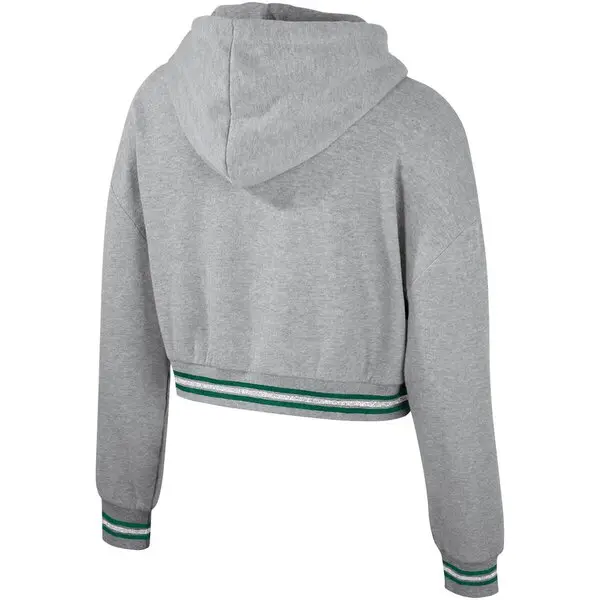THE WILD COLLECTIVE Michigan State Spartans Cropped Shimmer Pullover Hoodie