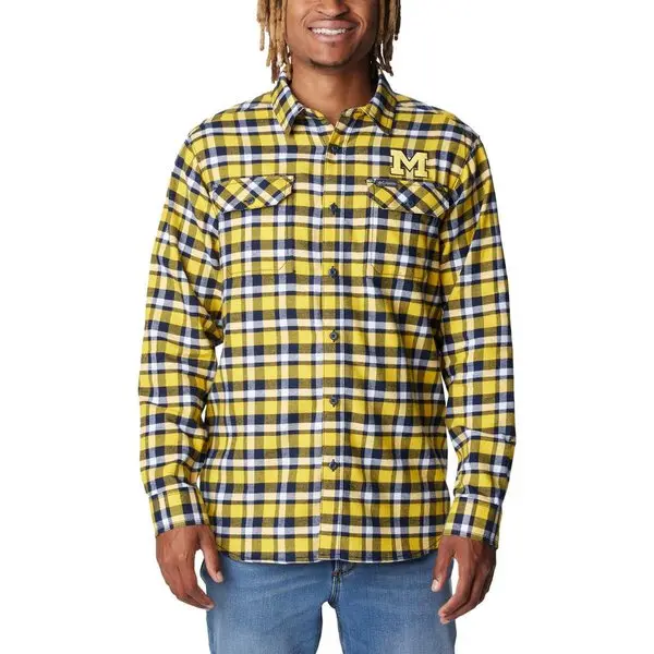 Columbia Michigan Wolverines Flare Gun Flannel Long Sleeve Shirt - Maize
