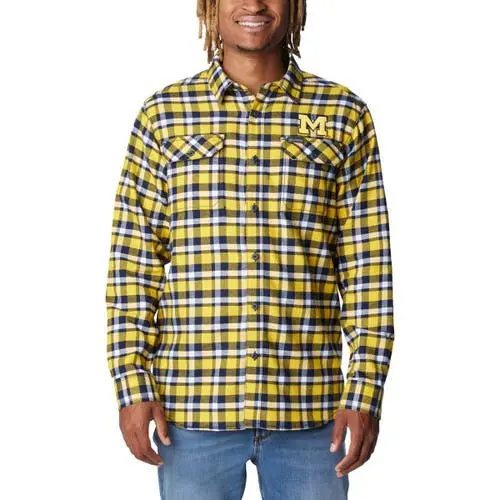 Columbia Michigan Wolverines Flare Gun Flannel Long Sleeve Shirt - Maize