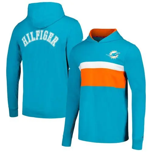 Tommy Hilfiger Miami Dolphins Long Sleeve Hoodie T-shirt - Aqua
