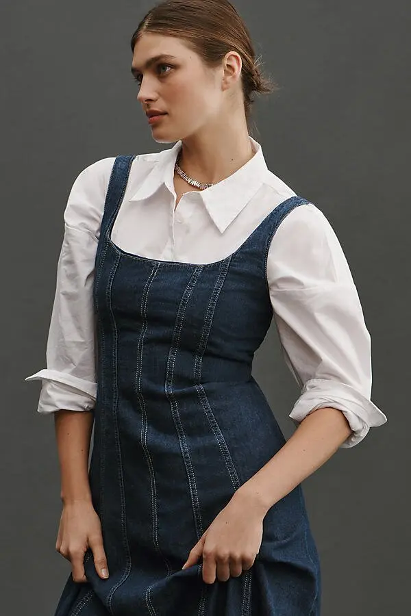 reformation amory denim midi dress Reformation Amory Denim Midi Dress In Blue - 40% Off