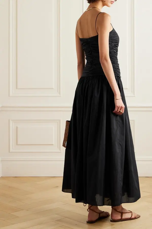 Matteau Gathered Drop Waist Dress - Black - 70% Off | Editorialist