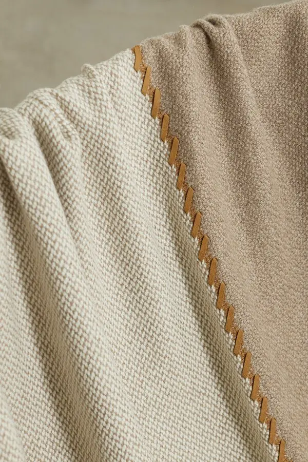 Loro Piana Gobi Suede-trimmed Fringed Color-block Cashmere Throw - Cream