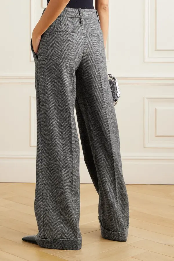 Brunello Cucinelli Herringbone Woven Wide-leg Pants