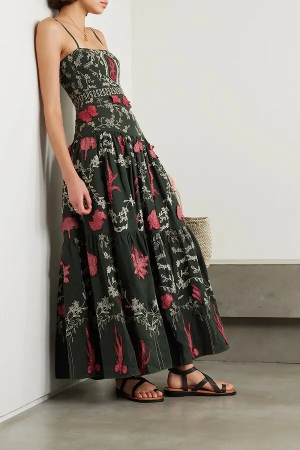 chinese dress ladies Lima Spaghetti Strap Tiered Maxi Dress in Orquidea