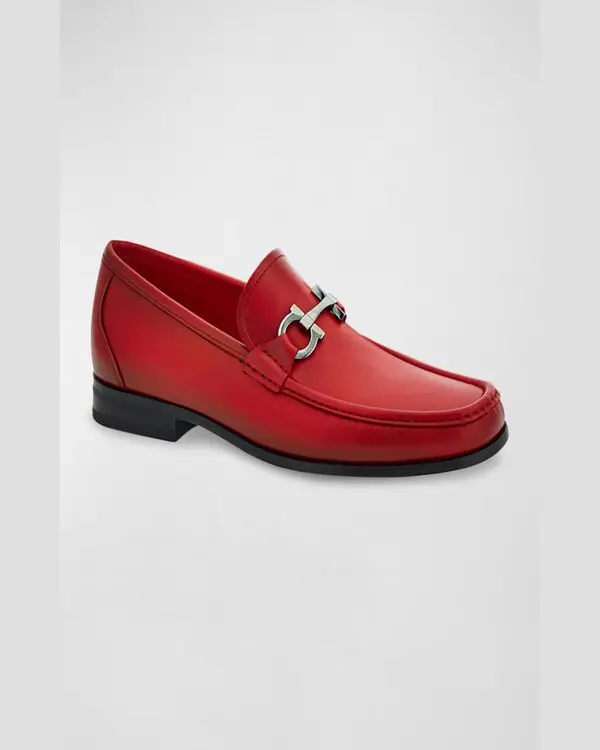 Ferragamo Grandioso Gancini-Bit Loafers Flame Red Editorialist