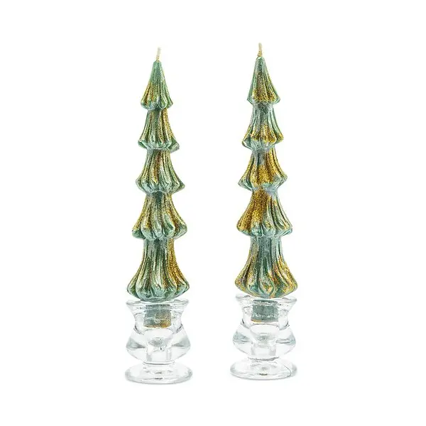 MACKENZIE-CHILDS Green Tree Dinner Candles, Set Of 2