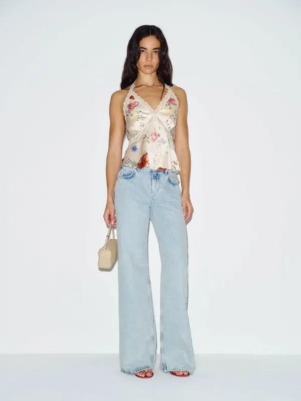 REFORMATION Monica Silk Top - Ivory