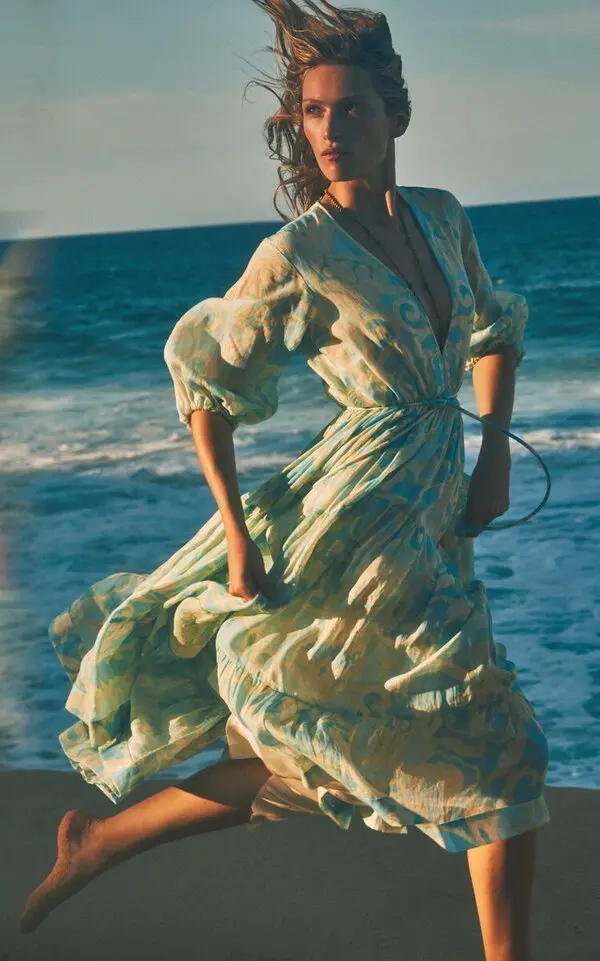 Alexis Vilas Tiered Ramie Midi Dress In Blue - 50% Off | Editorialist
