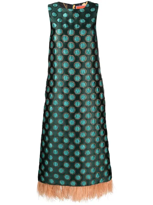 La DoubleJ Column Geometric-jacquard Midi Dress - Green