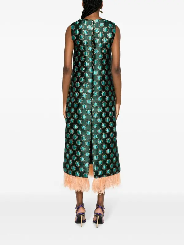 La DoubleJ Column Geometric-jacquard Midi Dress - Green