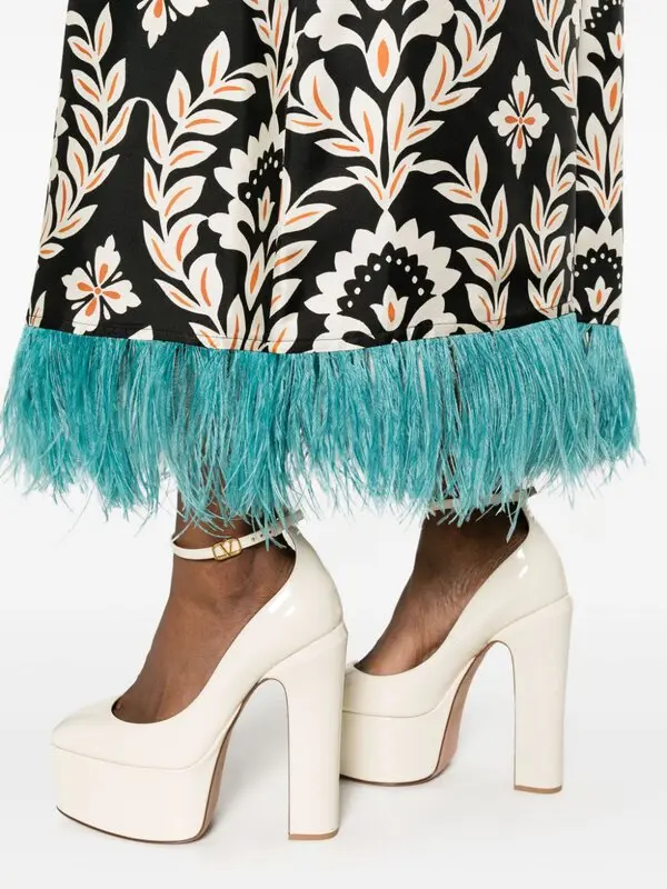 La DoubleJ Swing Feather-trim Dress - Black