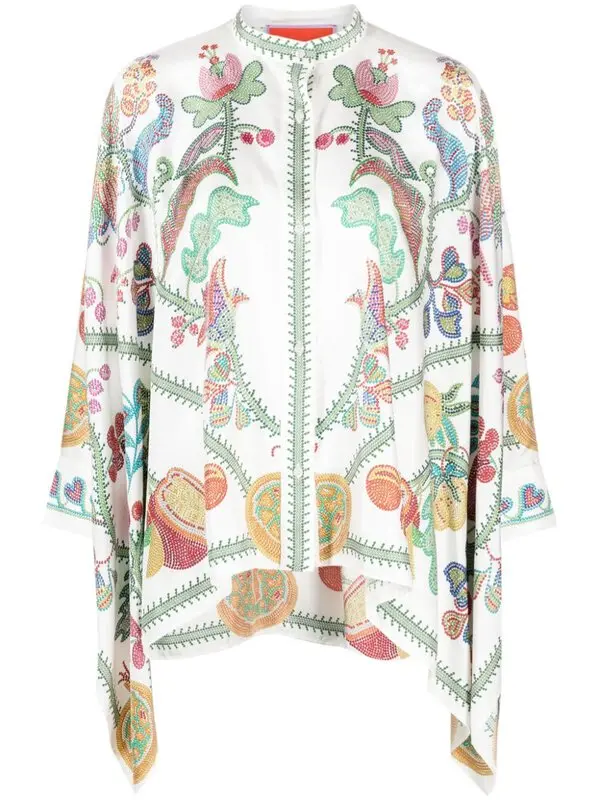 La DoubleJ Grenadilla-print Silk Shirt - White