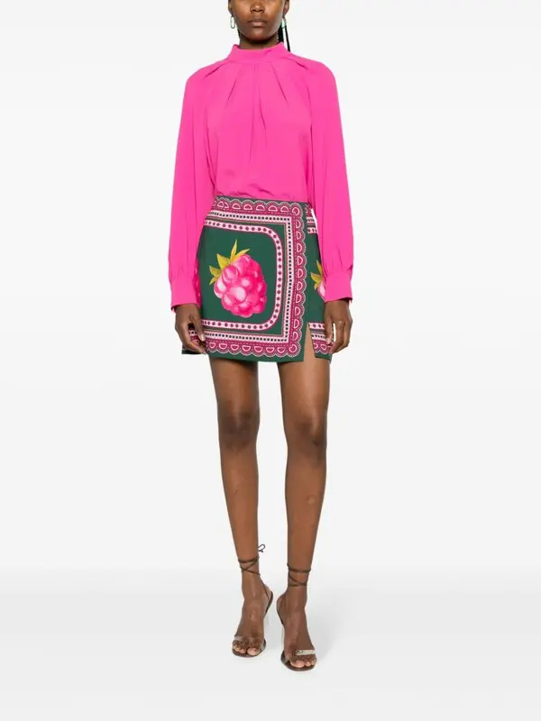 La DoubleJ Graphic-print Wrap Miniskirt