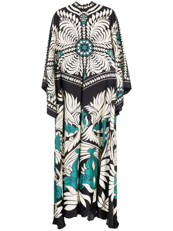 La DoubleJ Magnifico Abstract-print Silk Dress - Black