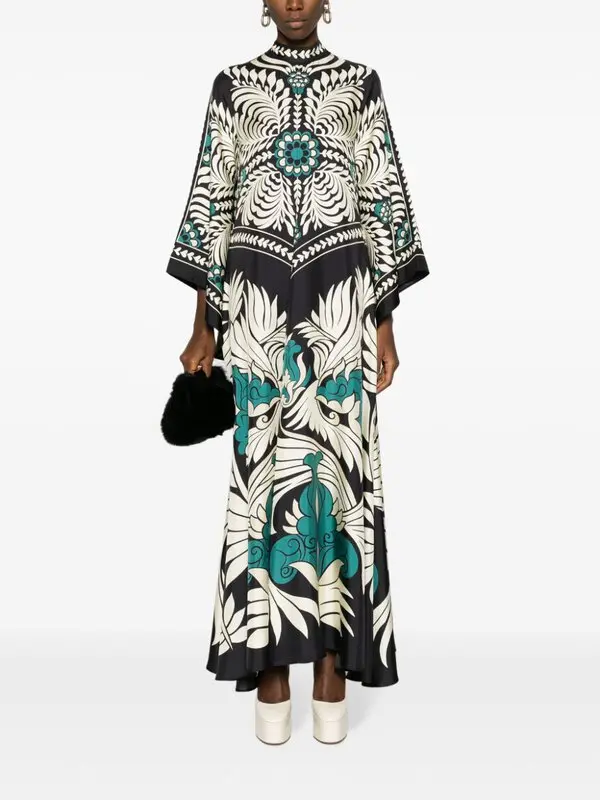 La DoubleJ Magnifico Abstract-print Silk Dress - Black