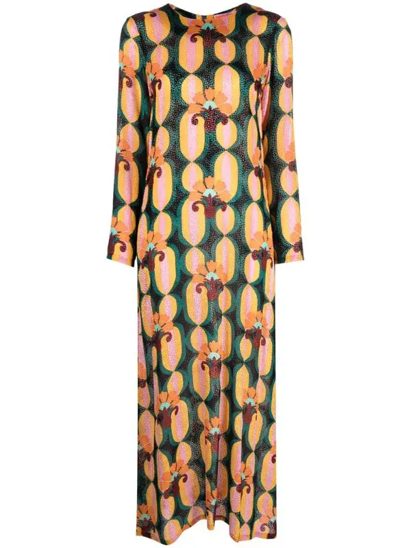 La DoubleJ Swing Geometric-print Midi Dress - Blue