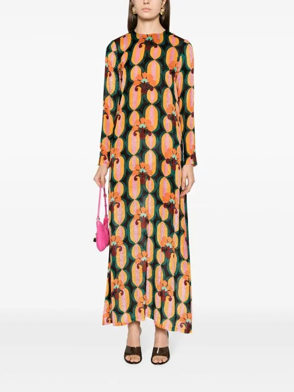 La DoubleJ Swing Geometric-print Midi Dress - Blue
