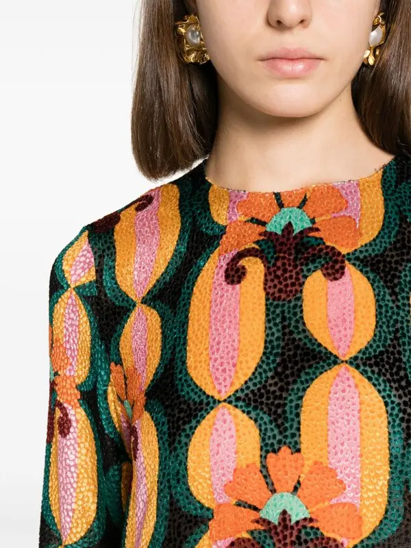La DoubleJ Swing Geometric-print Midi Dress - Blue
