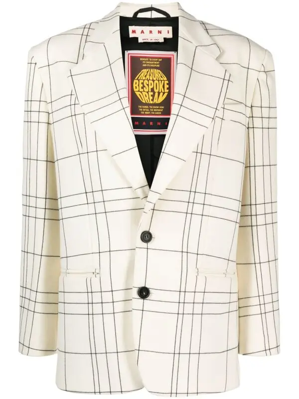 Marni Checked Single-breasted Blazer - White
