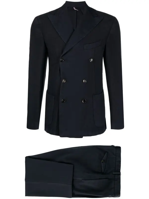 DELL'OGLIO Double-breasted Wool Suit - Blue
