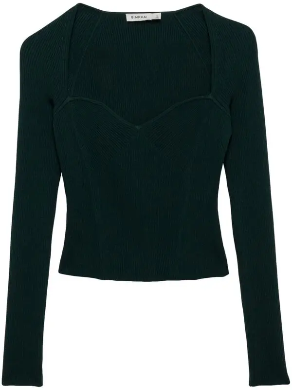 Simkhai Giuliana Ribbed-knit Top - Green