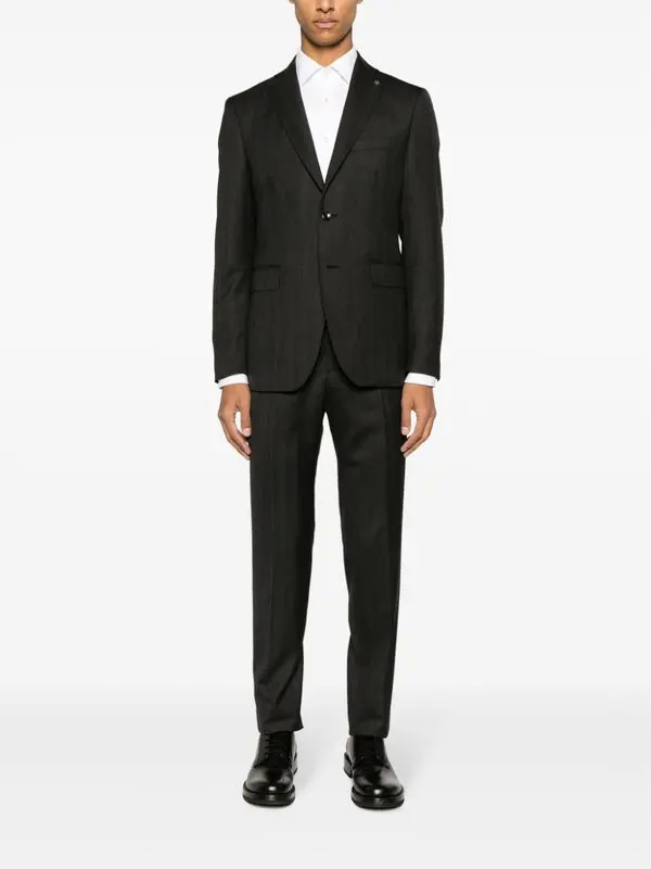Tagliatore Brooch-detail Single-breasted Suit - Grey