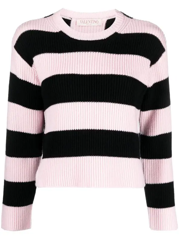 Valentino Garavani Striped Virgin Wool Jumper - Black