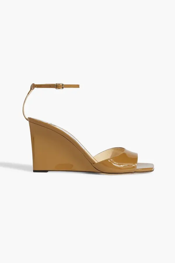 JIMMY CHOO Brien 85 Leather Wedge Sandals
