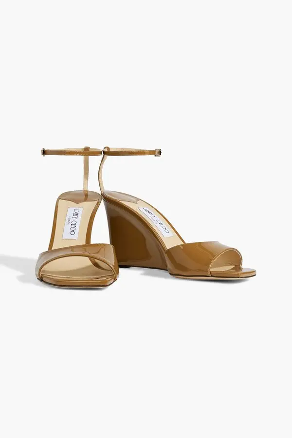 JIMMY CHOO Brien 85 Leather Wedge Sandals