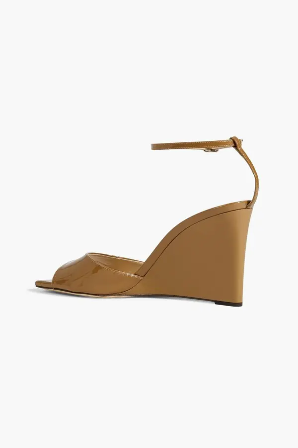 JIMMY CHOO Brien 85 Leather Wedge Sandals