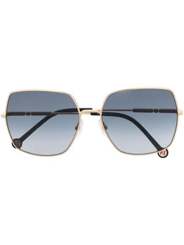 Carolina Herrera Logo Engraved Square Frame Sunglasses