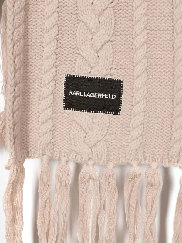 Karl Lagerfeld Logo-appliqué Cable-knit Scarf