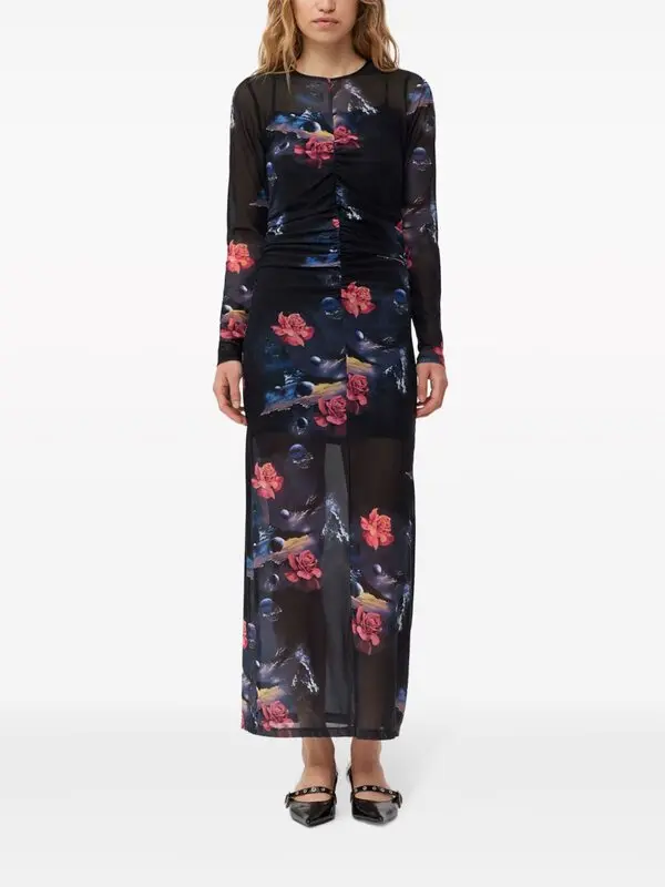 GANNI Floral-print Ruched Maxi Dress