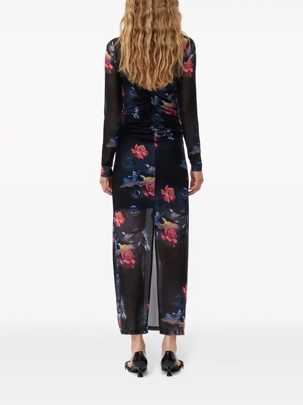 GANNI Floral-print Ruched Maxi Dress