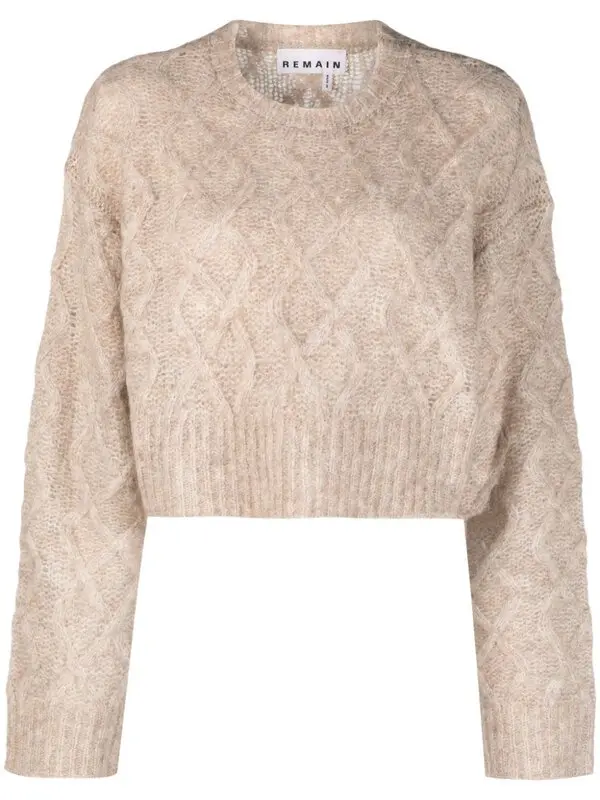 Remain Birger Christensen Cable-knit Wool Blend Jumper - Neutrals