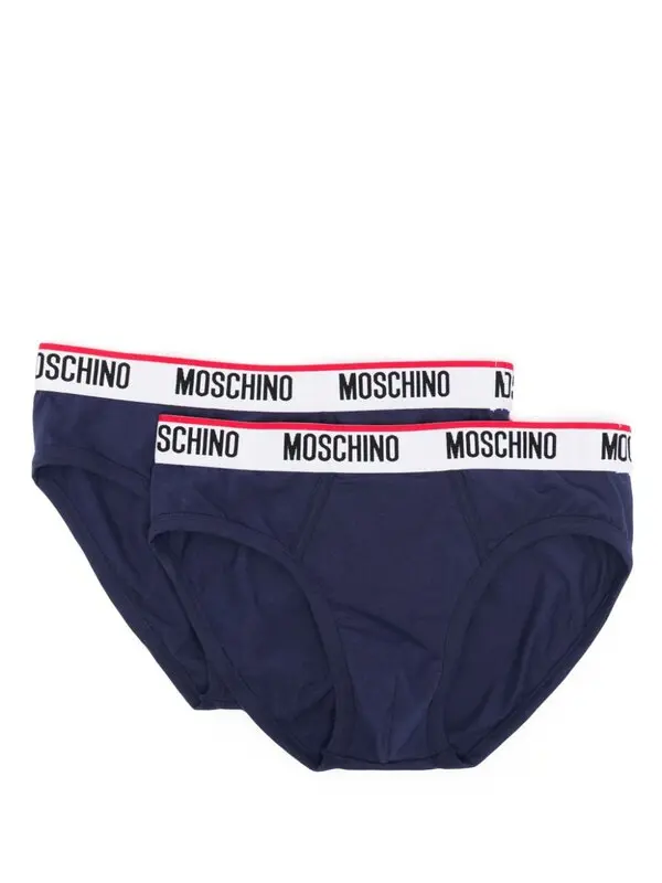 Moschino Logo-waistband Brief Pack - Blue