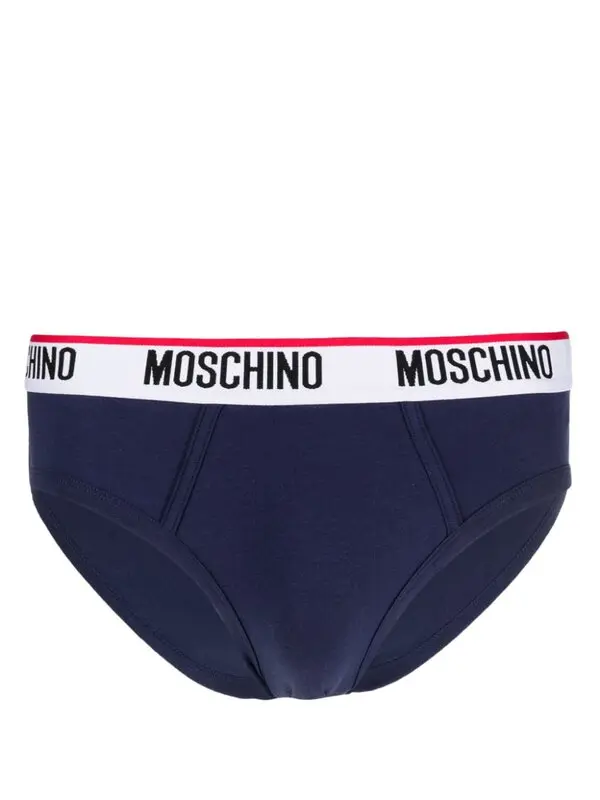 Moschino Logo-waistband Brief Pack - Blue