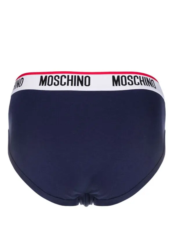 Moschino Logo-waistband Brief Pack - Blue